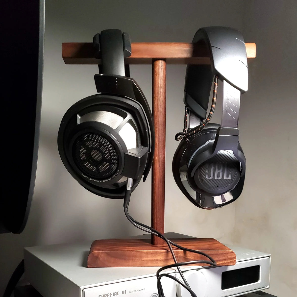 T Shape Wooden Stand Holder for Headset Display Shelf Desk Hanger ...