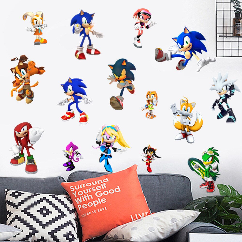 4pcs/set PVC Sonic Wall Sticker the Hedgehog DIY Children's Room W