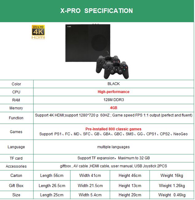 X-Pro Game Console - 800 in 1 | Pandora's Box Console - Games Arcadia